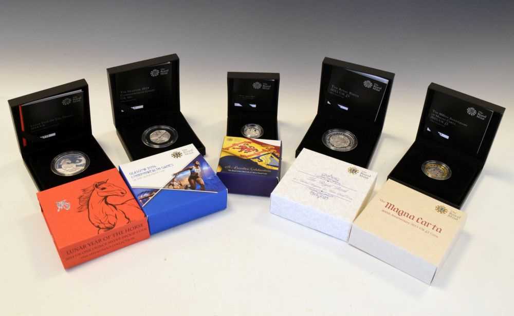 Lot 226 - Five Royal Mint silver proof coin packs,