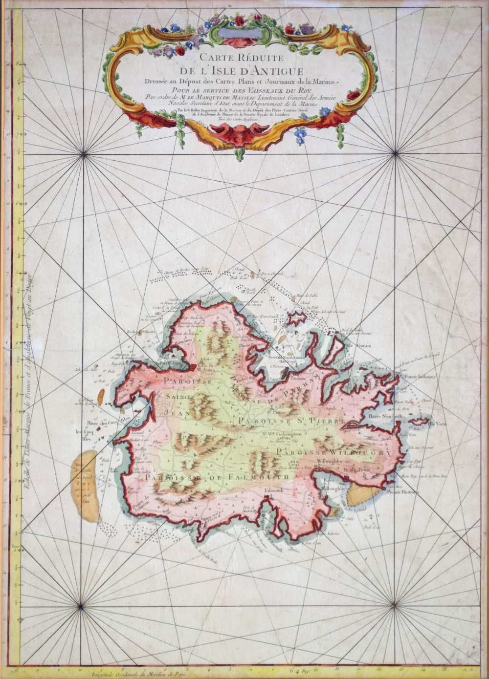 Lot 147 - 18th Century hand-coloured map of Antigua