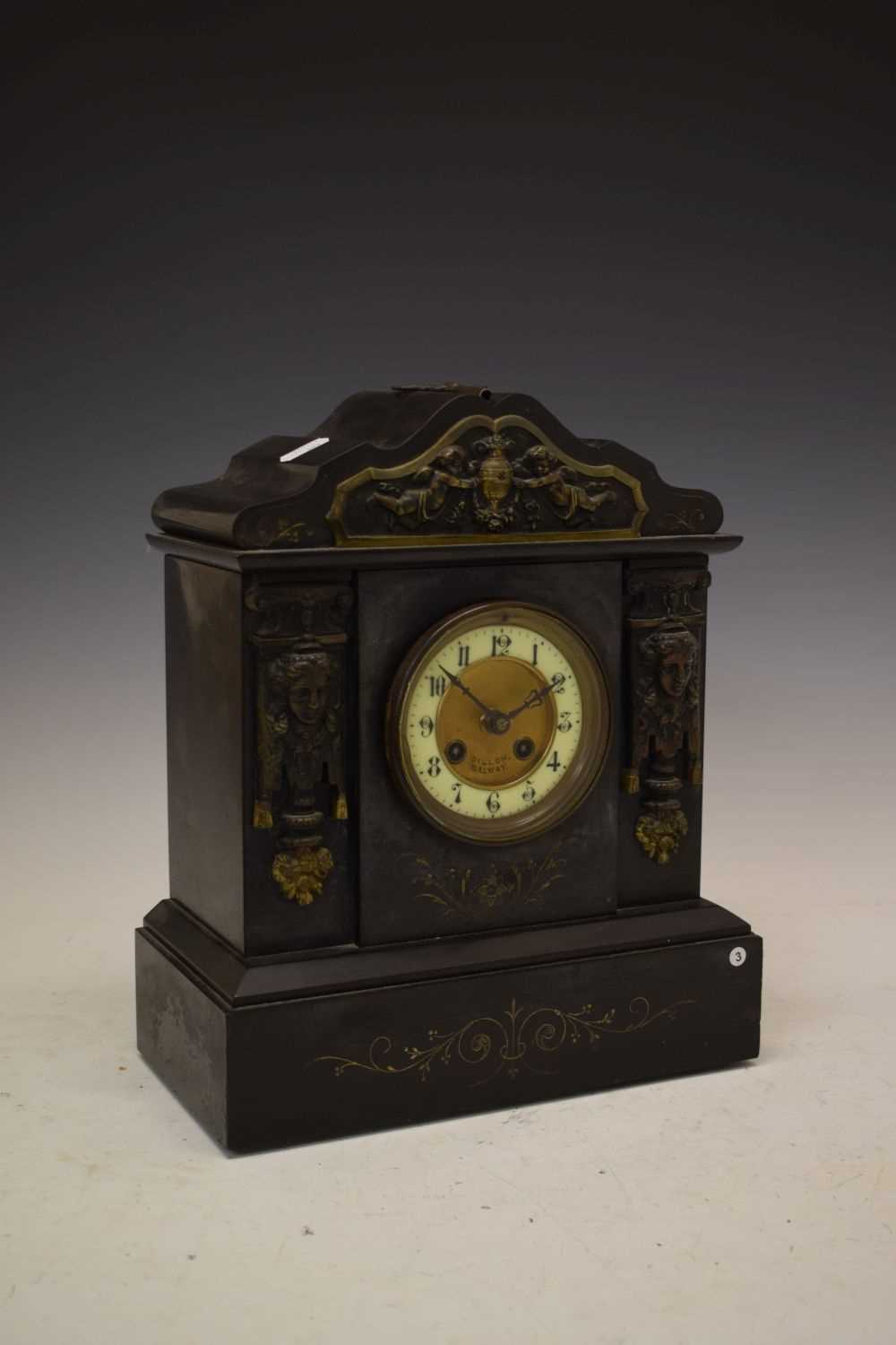 Lot 476 - Late 19th Century slate mantel clock