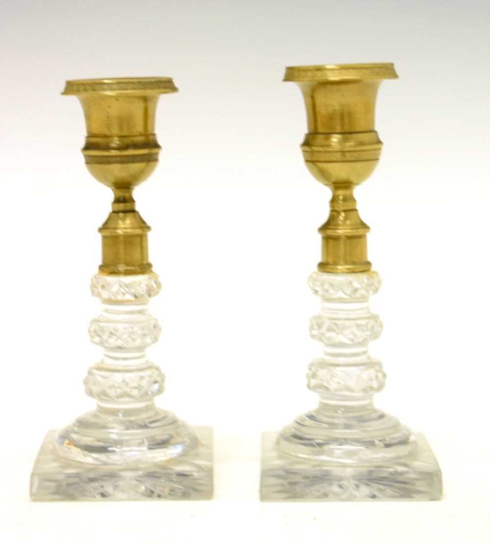 Lot 193 - Pair of crystal glass candlesticks with