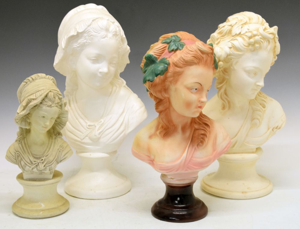 Lot 582 - Four plaster busts