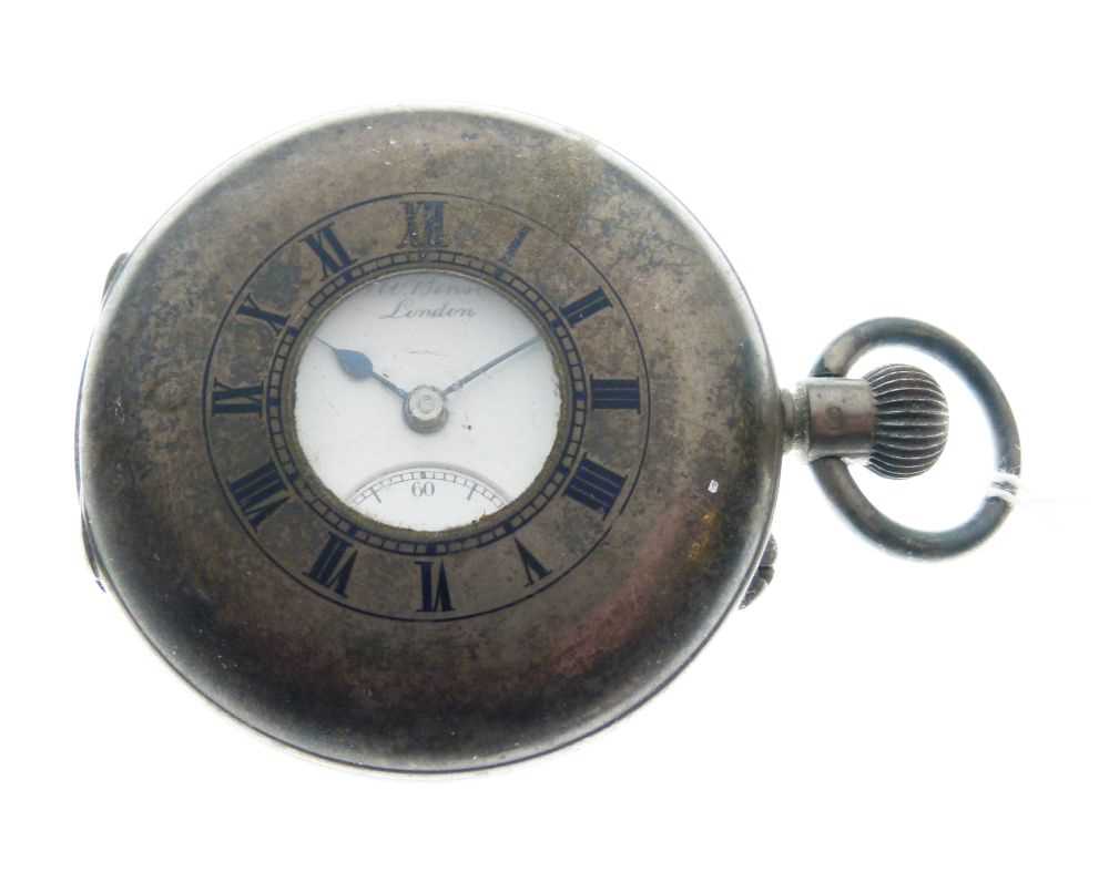 Lot 123 - J.W. Benson silver half hunter pocket watch