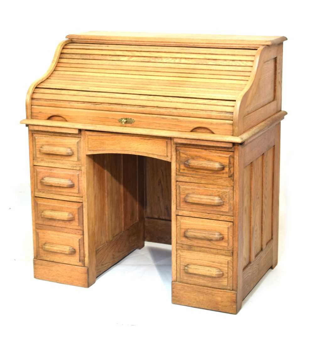 Lot 533 - Small oak tambour desk