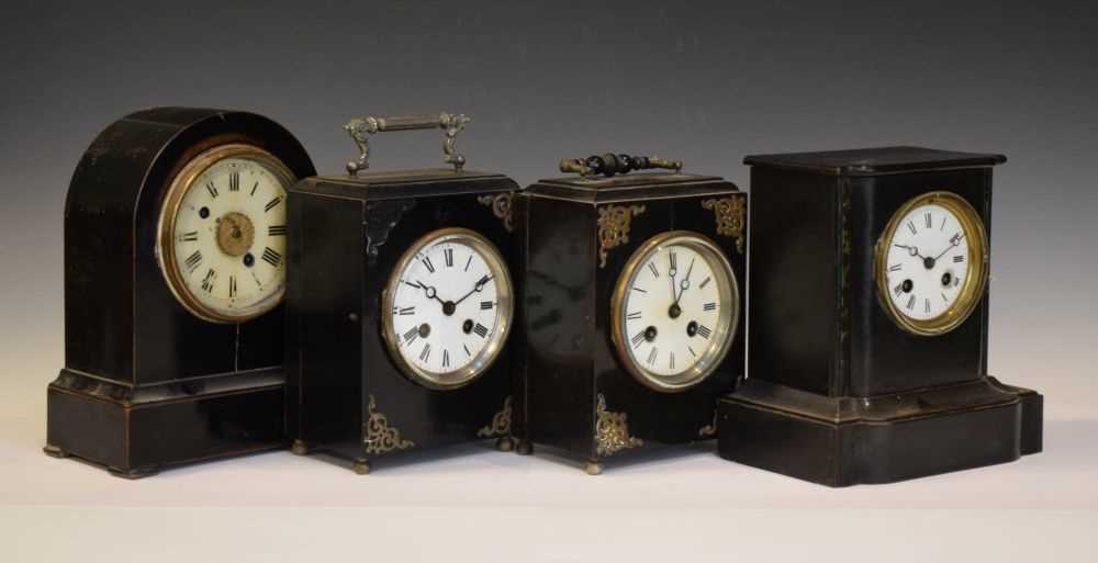 Lot 531 - Four assorted ebonised mantel clocks