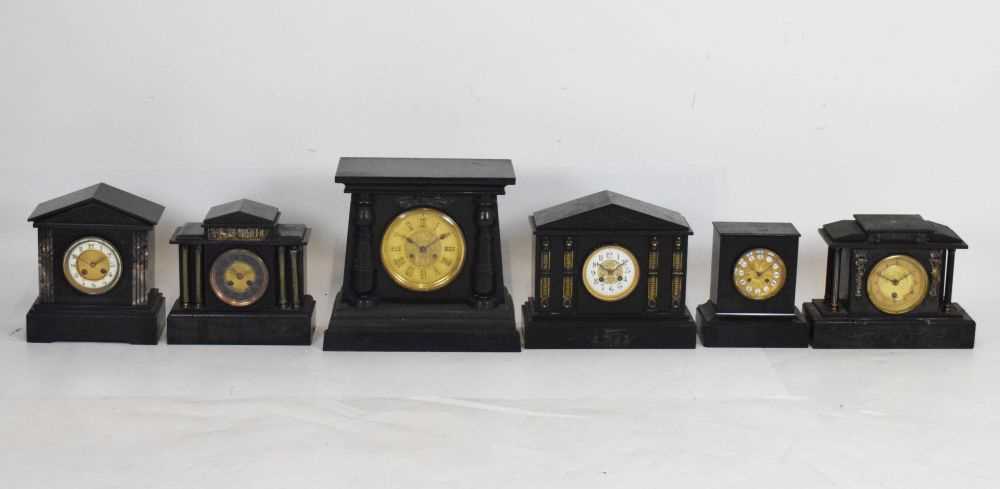 Lot 551 - Group of French black slate mantel clocks