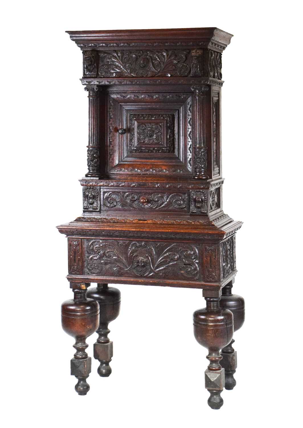 Lot 565 - Flemish oak cabinet on stand