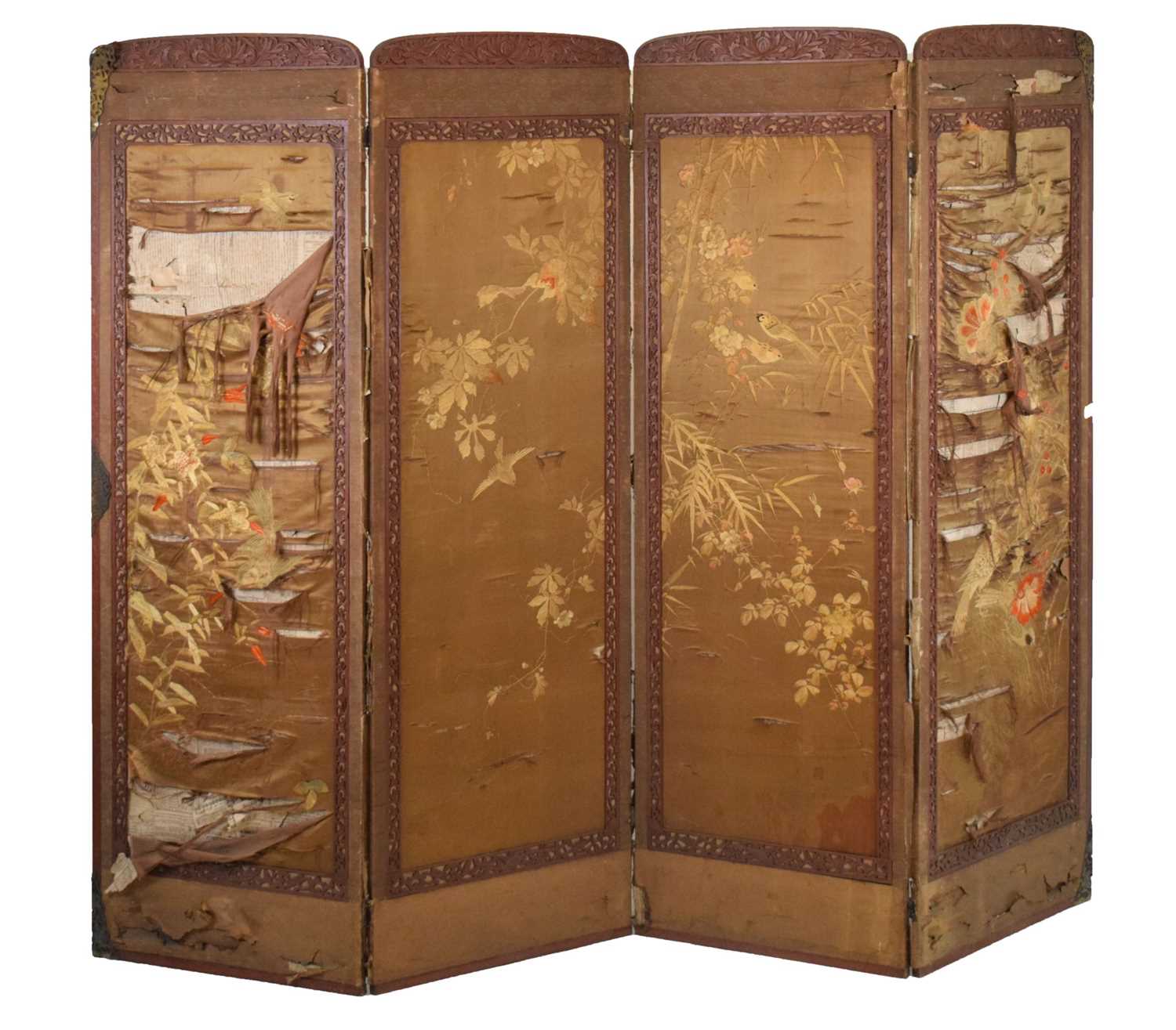 Lot 645 - Japanese four-fold screen