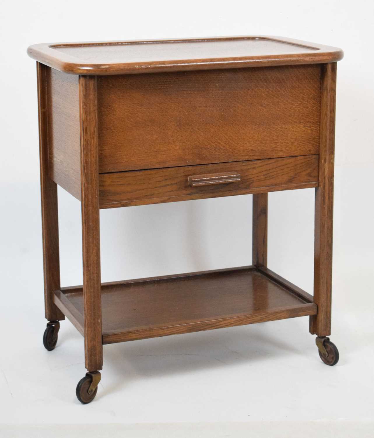Lot 737 - Oak floor standing sewing box, circa 1930s