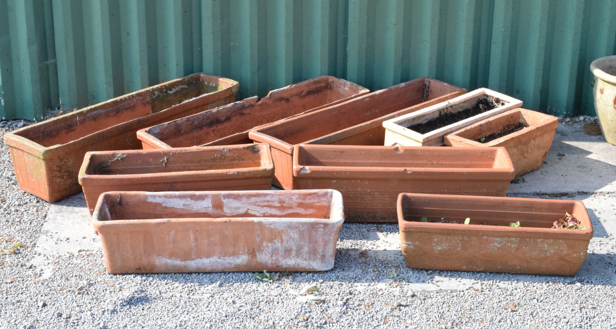 Lot 639 - Nine rectangular terracotta troughs or