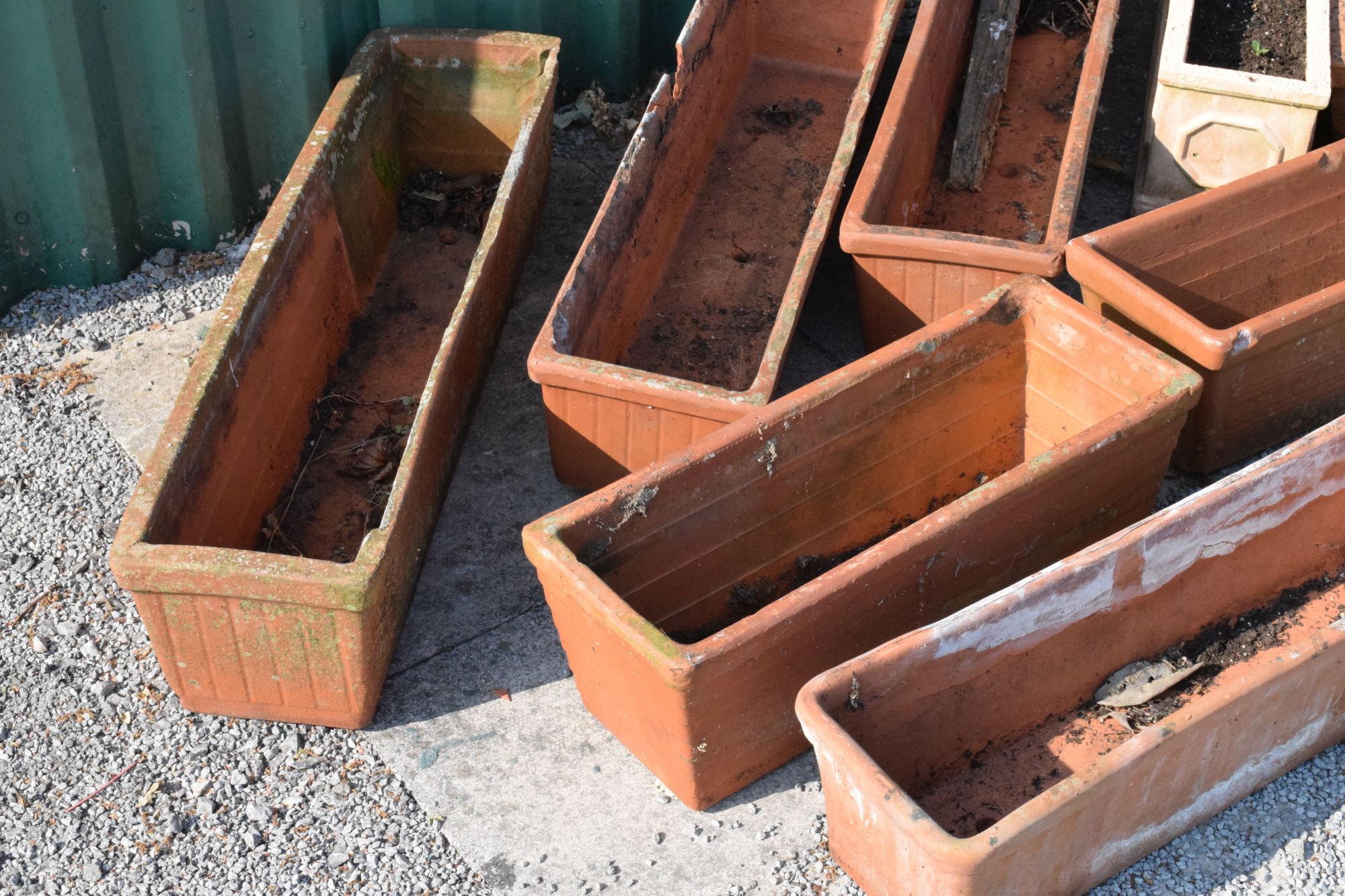 Lot 639 - Nine rectangular terracotta troughs or