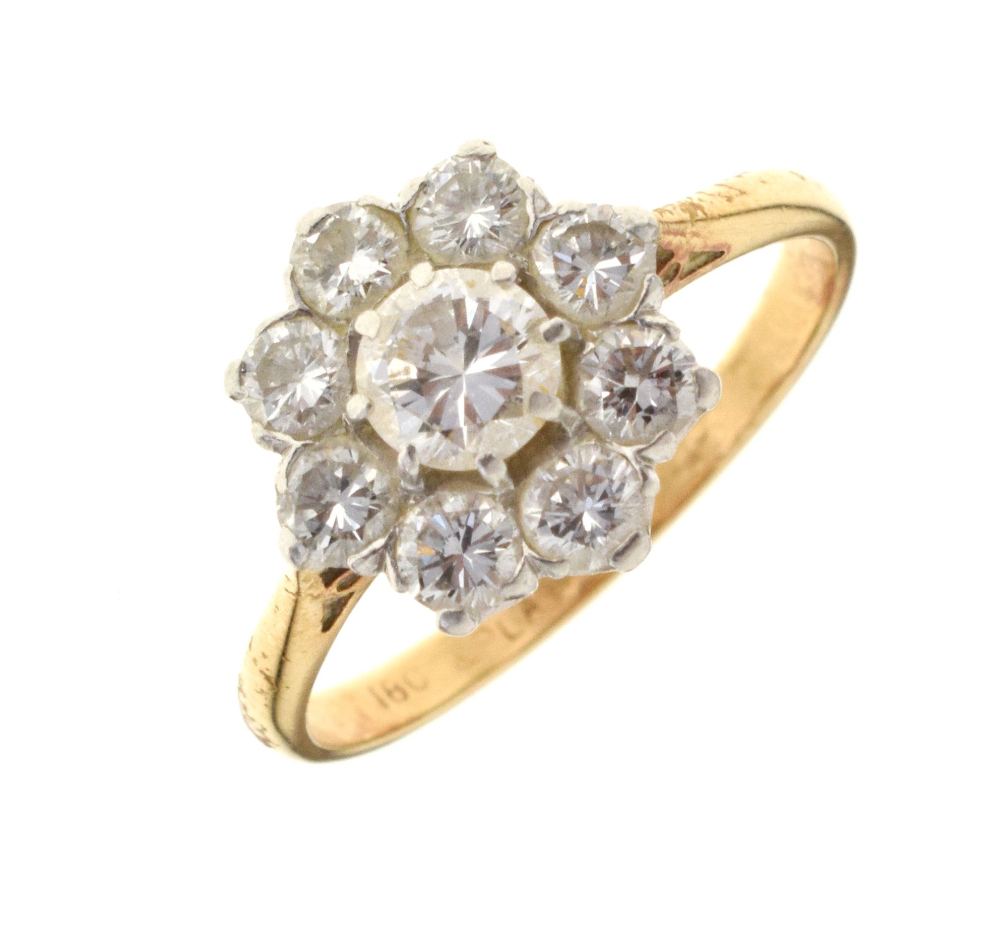 Lot 5 - Nine-stone diamond cluster ring