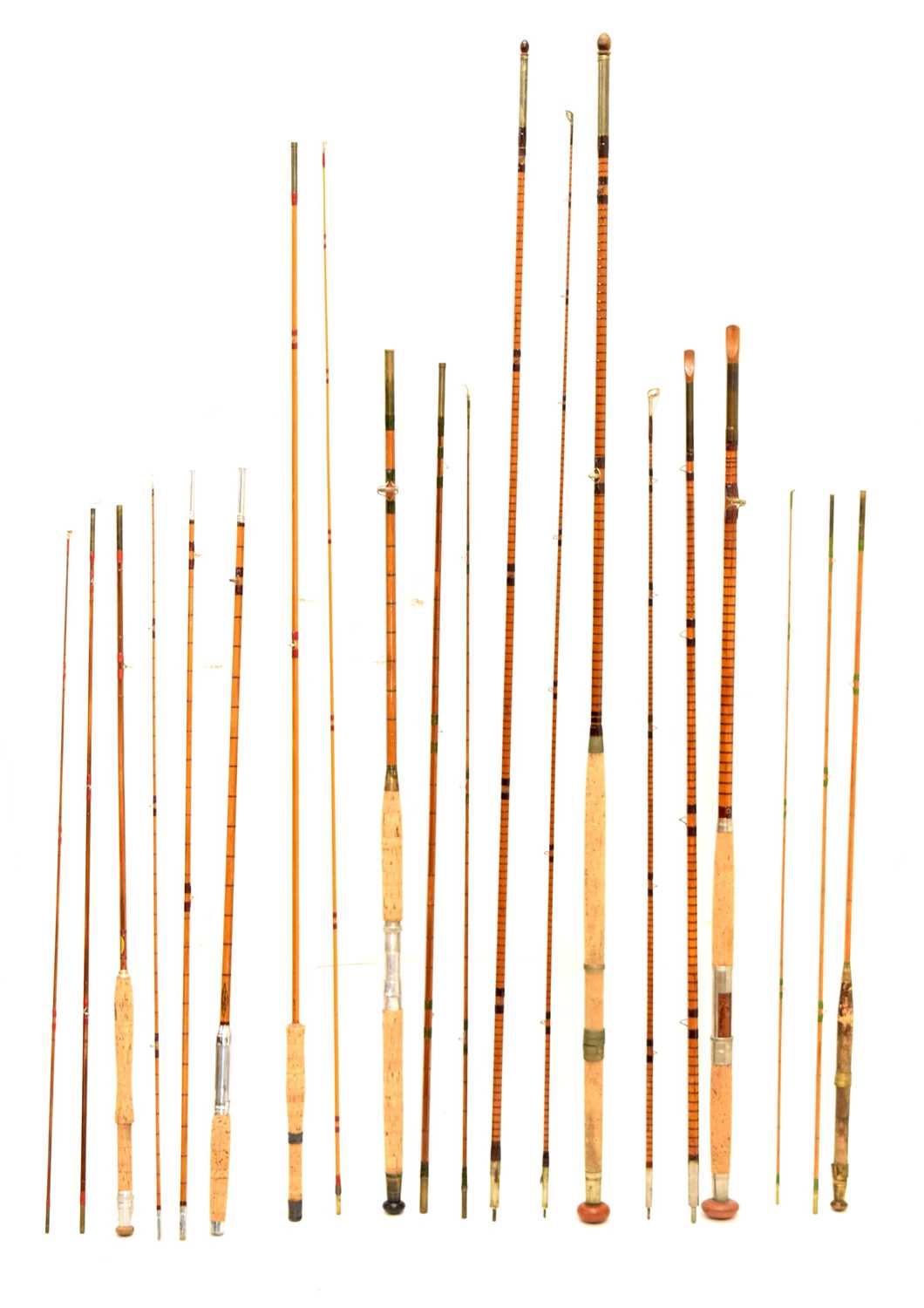 Lot 233 - Seven split cane and other fishing rods to