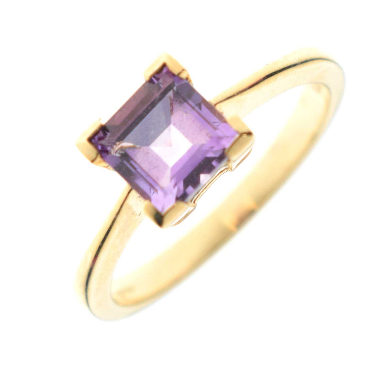 Lot 53 - 9ct gold, square-cut amethyst single-stone