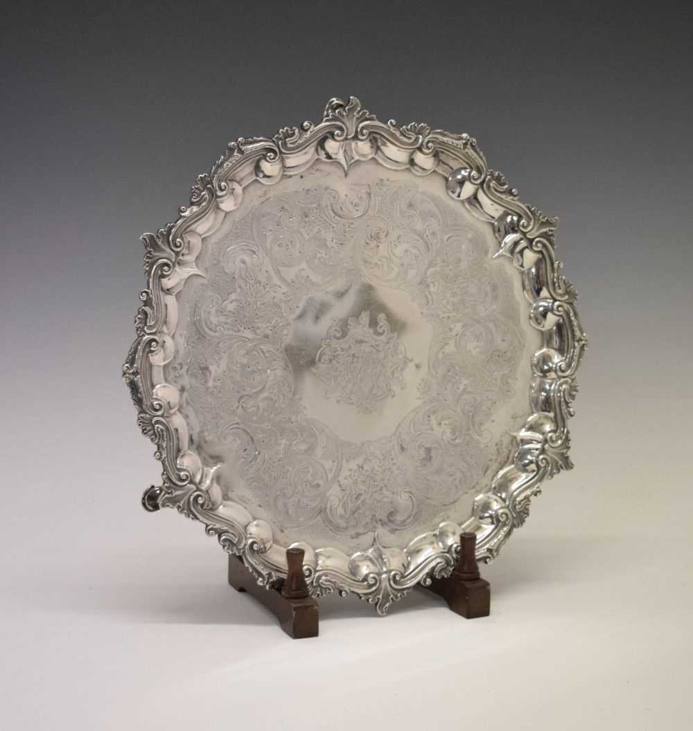 Lot 103 - George III silver salver with foliate and