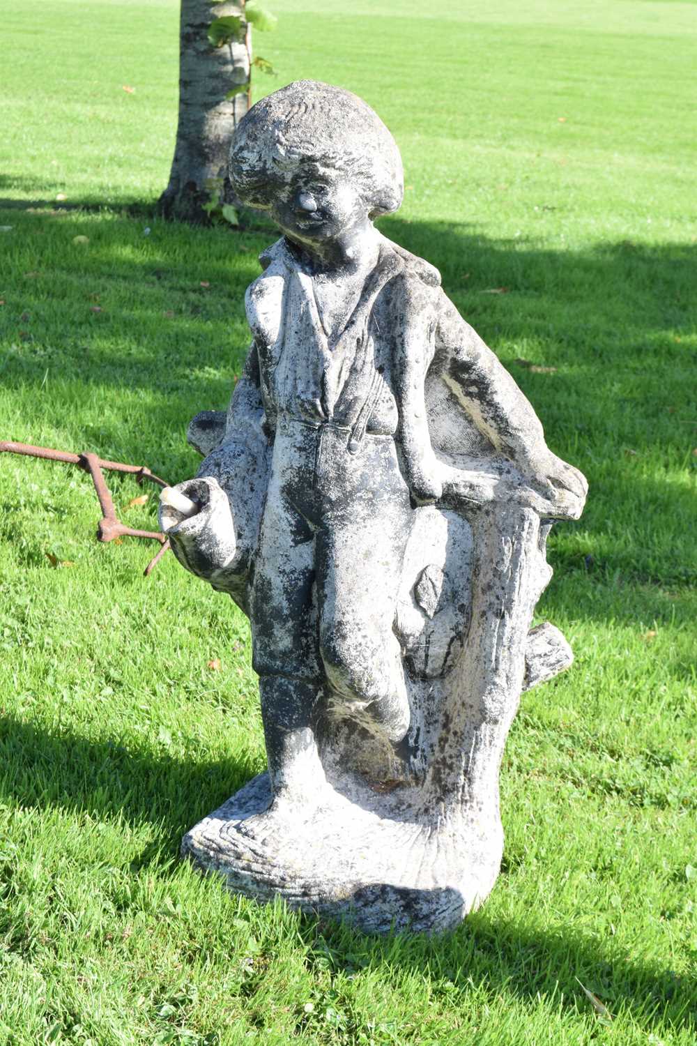 Lot 725 - Black painted composite stone figural water