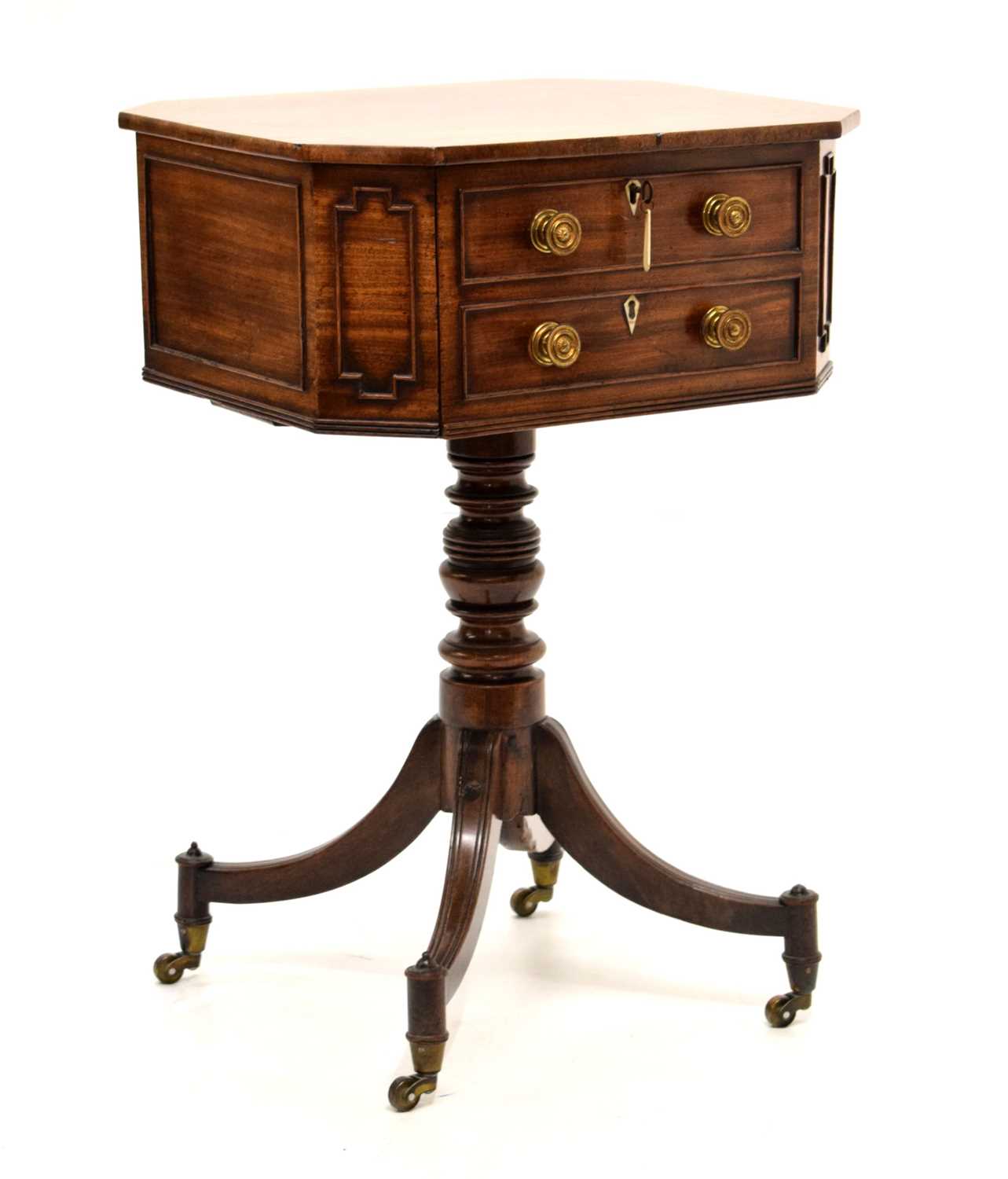 Lot 830 - 19th century mahogany pedestal work table