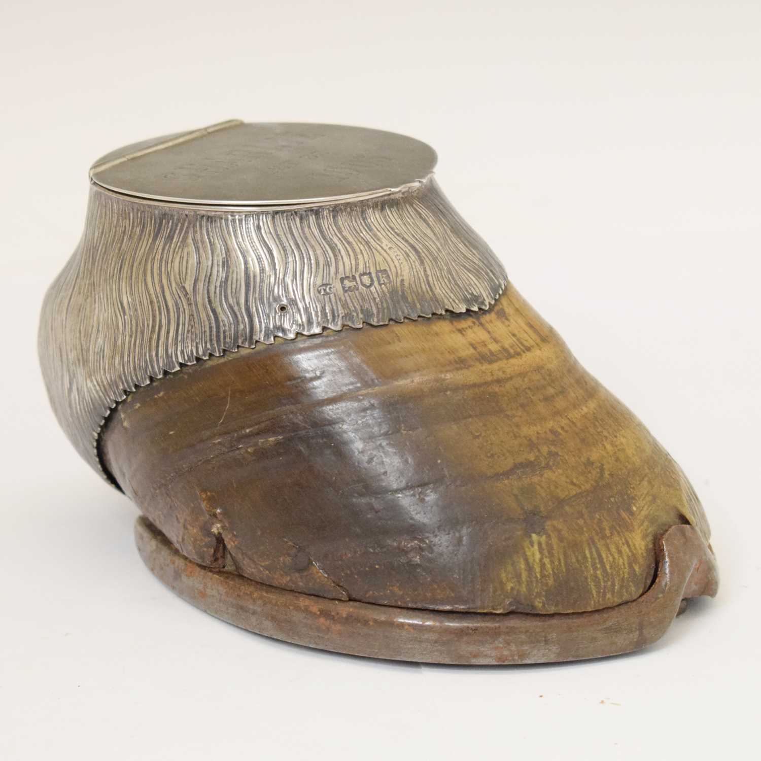 Lot 249 - Edward VII silver mounted horse hoof inkwell