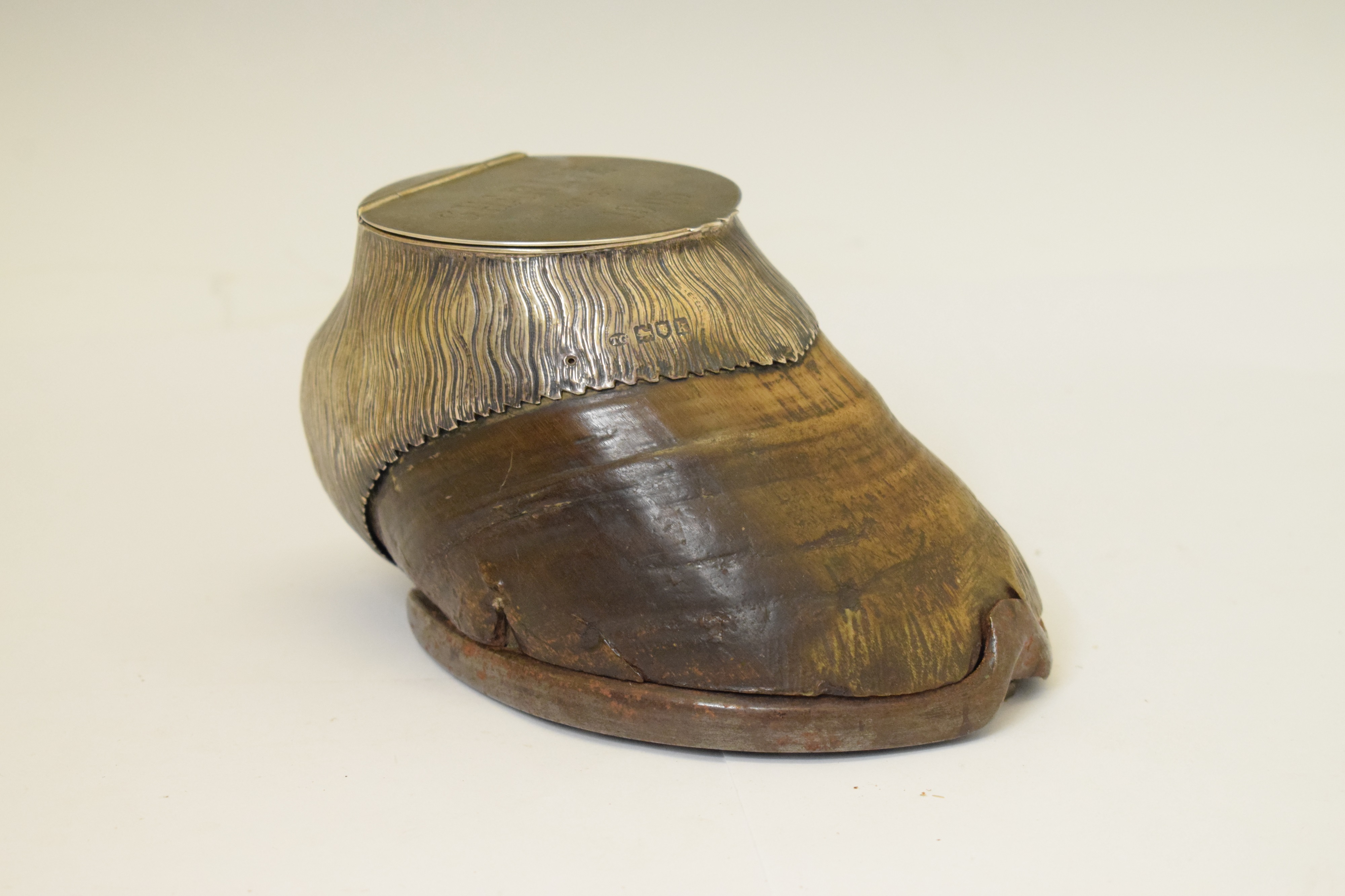 Lot 249 - Edward VII silver mounted horse hoof inkwell