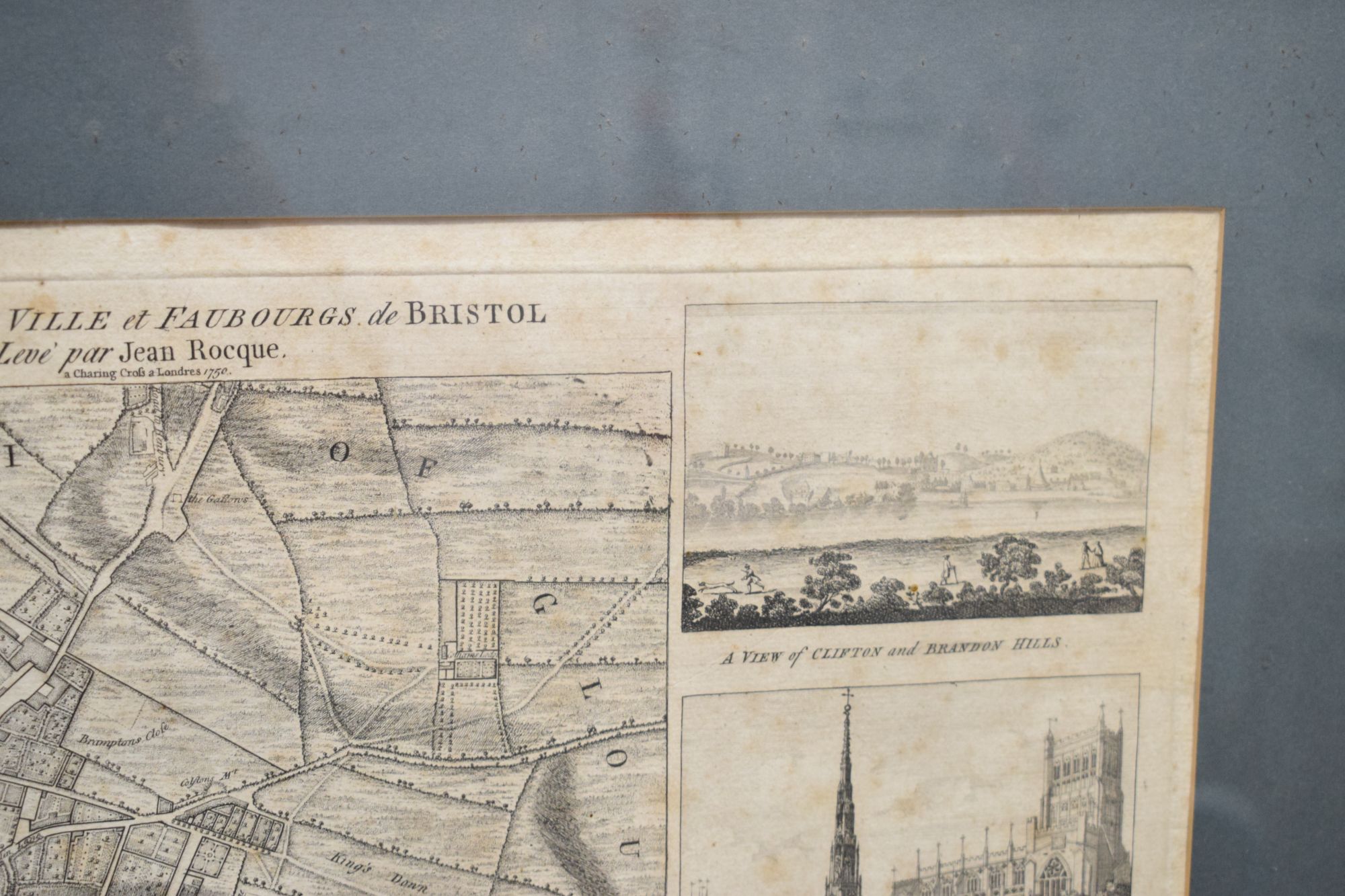 Lot 2 - John Rocque – Map of Bristol 1750 with ten