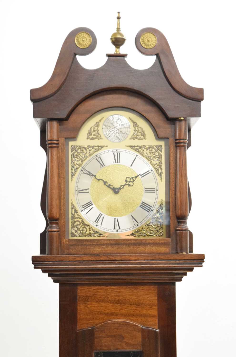 Lot 576 - Reproduction mahogany inlaid longcase clock