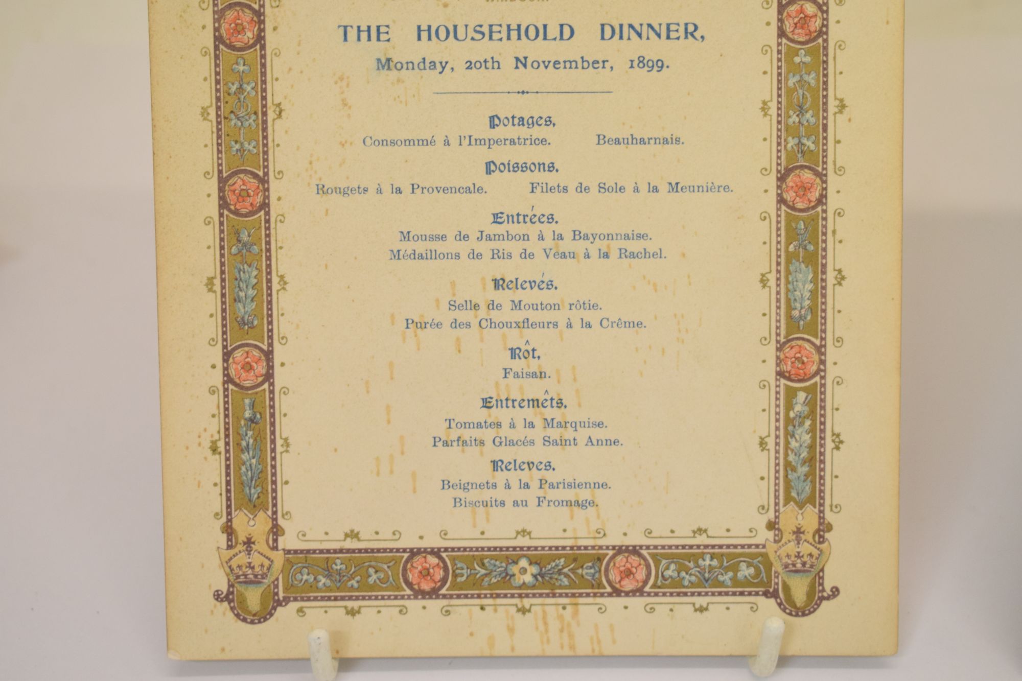 Lot 300 - Two late Victorian Windsor Castle menu cards