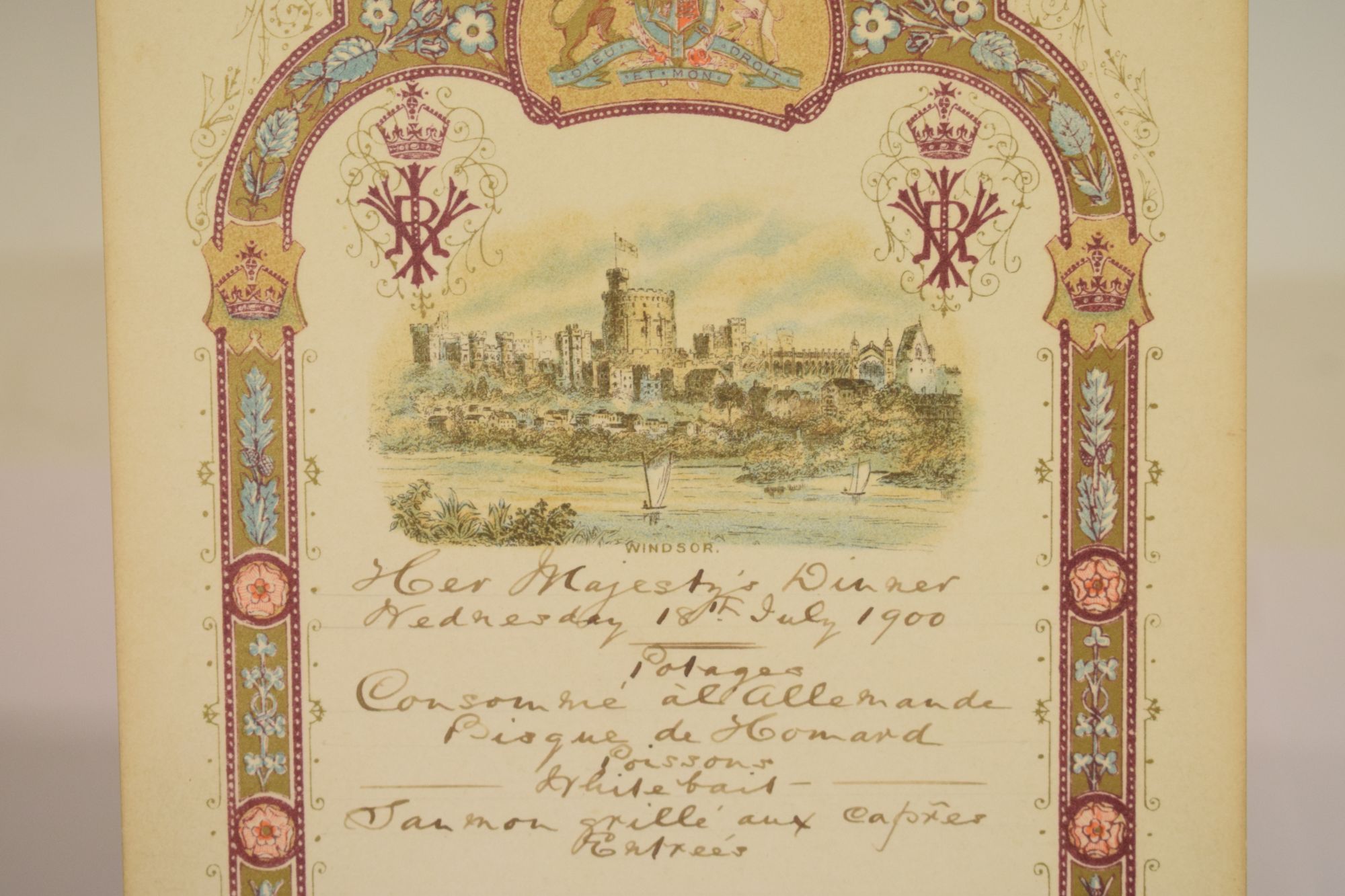 Lot 300 - Two late Victorian Windsor Castle menu cards