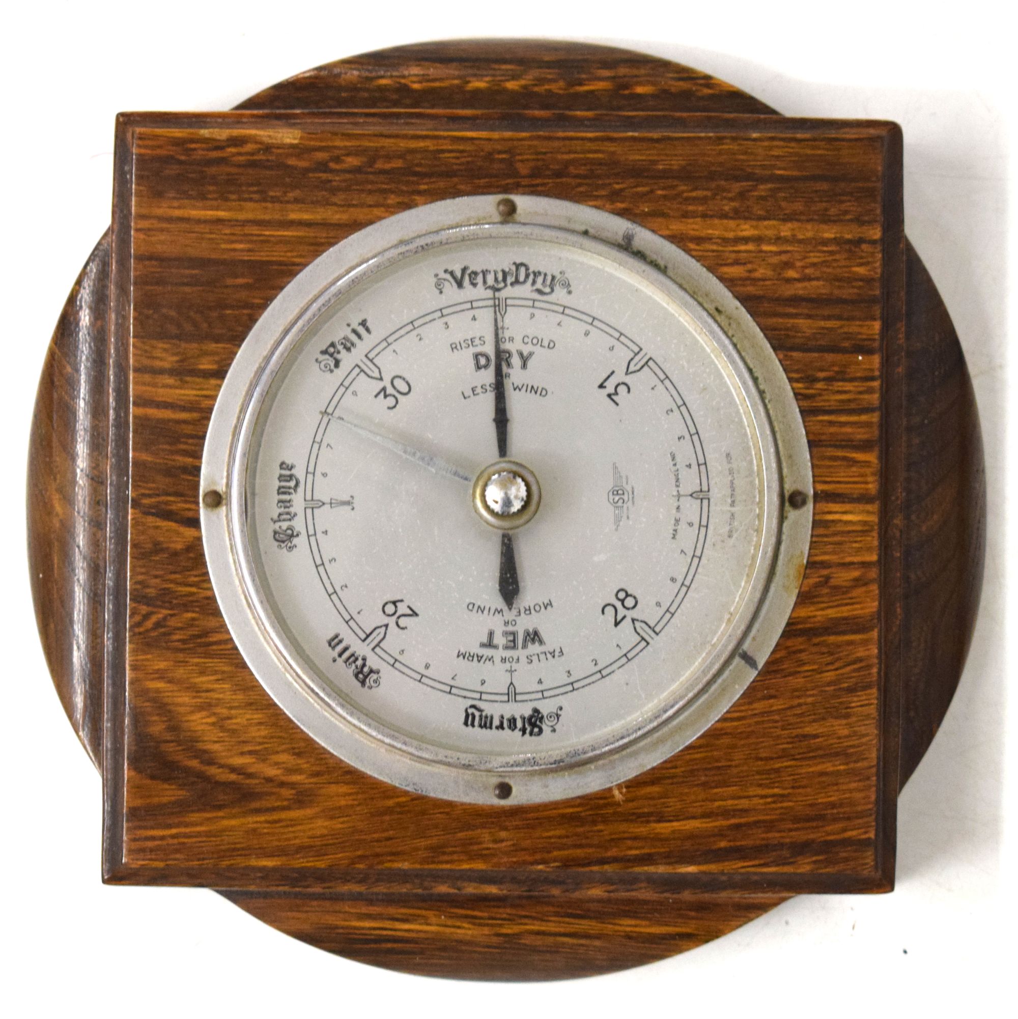 Lot 732 - Early 20th century oak wheel barometer and