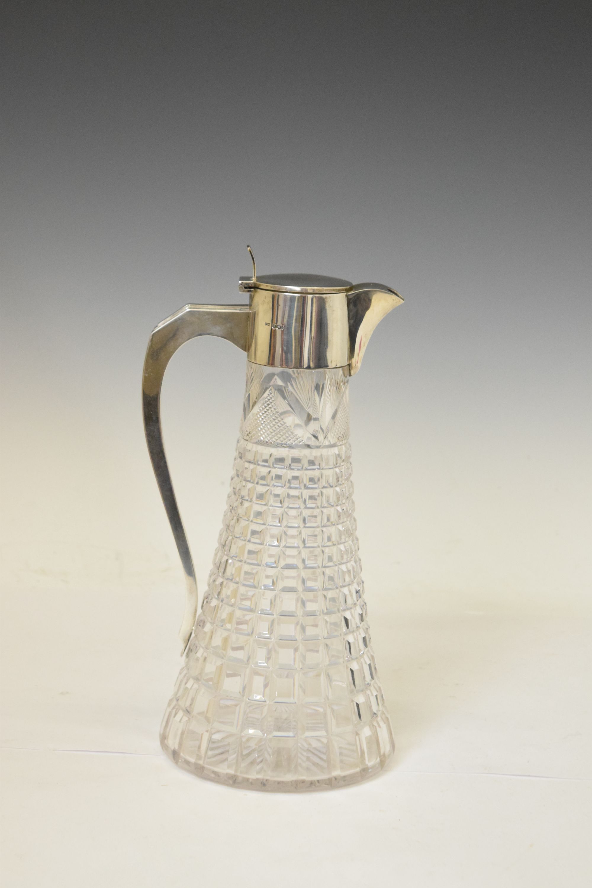 Lot 204 - George V silver-mounted cut glass claret jug