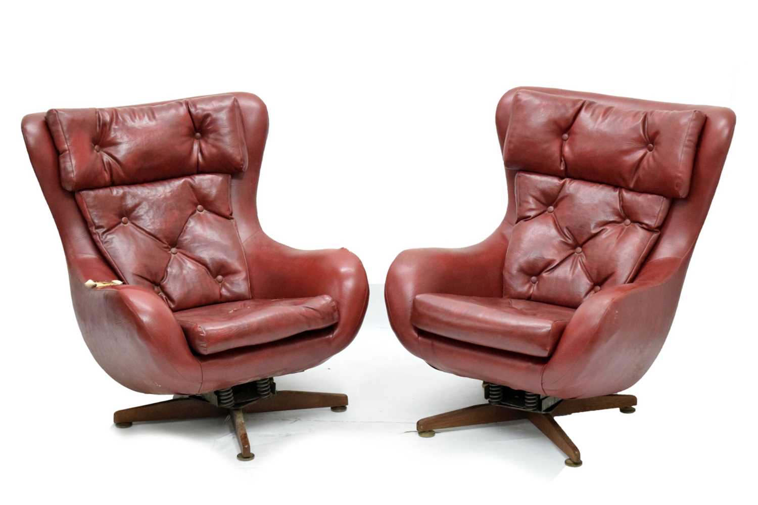 Lot 596 - Pair of modern design bucket chairs