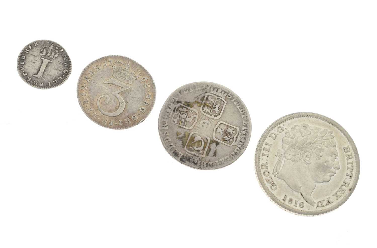 Lot 117 - Four Georgian milled coins, George II and