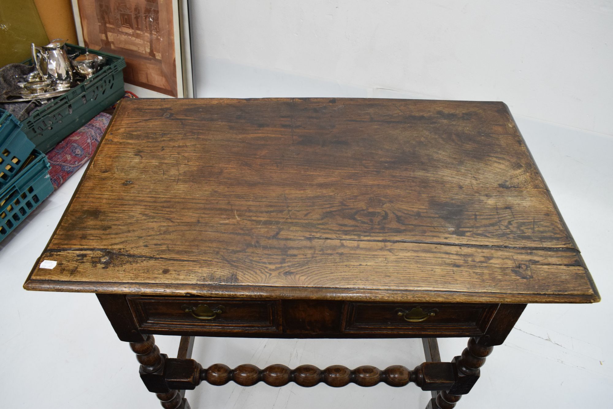 Lot 405 - Late 17th century oak side table