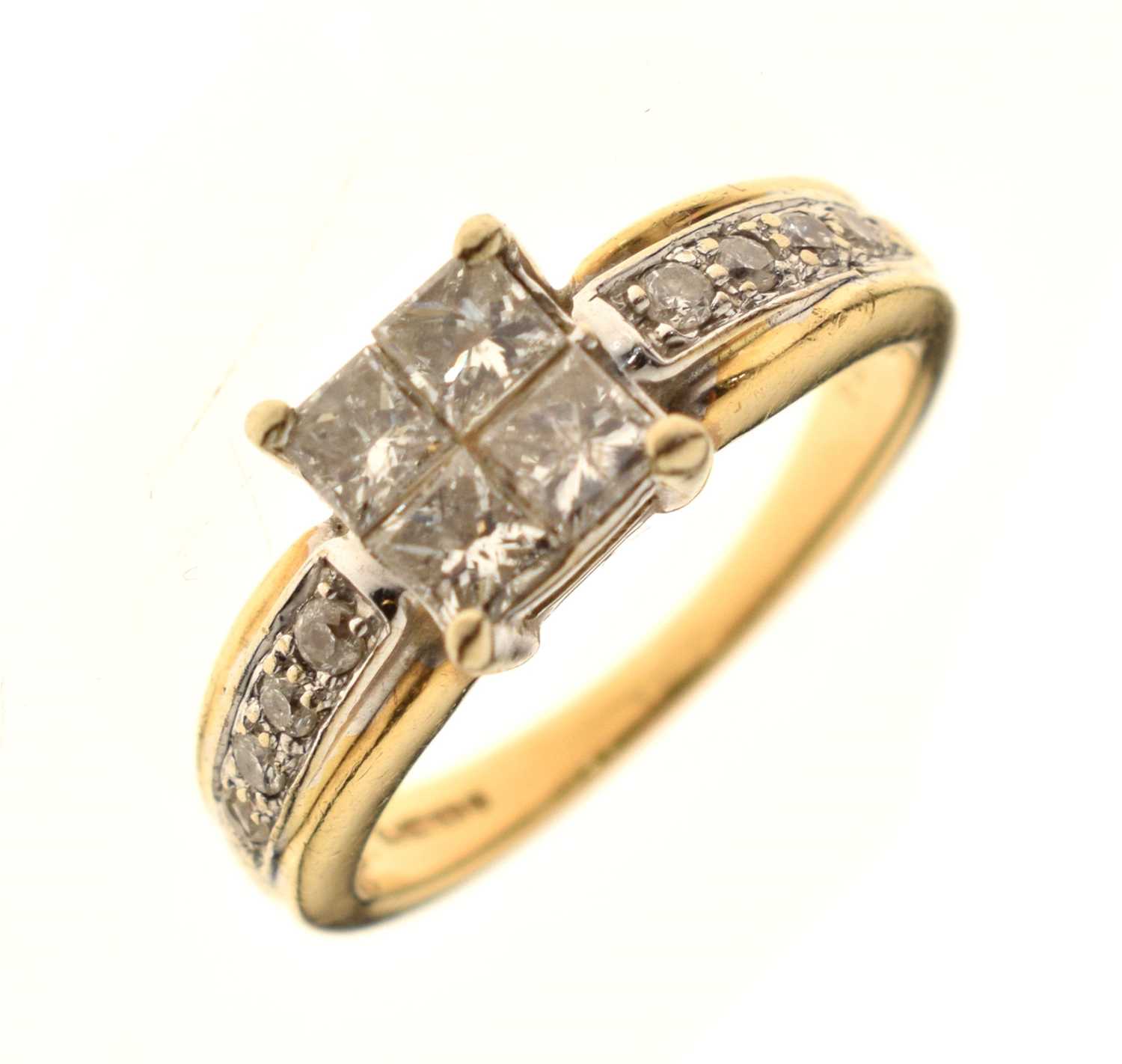 Lot 23 - 18ct gold invisible set princess cut diamond