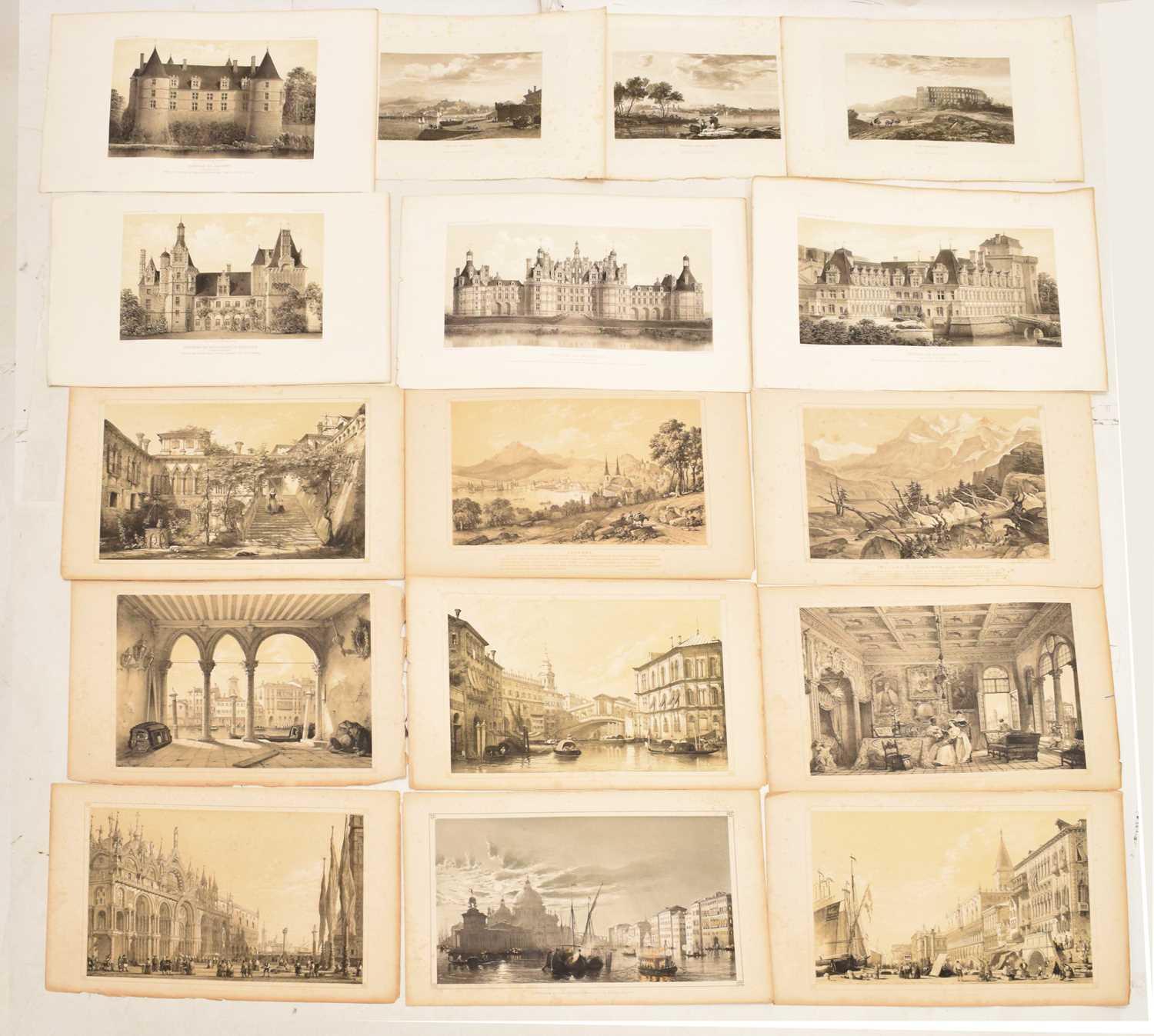 Lot 645 - Seventeen 19th century unframed lithographs