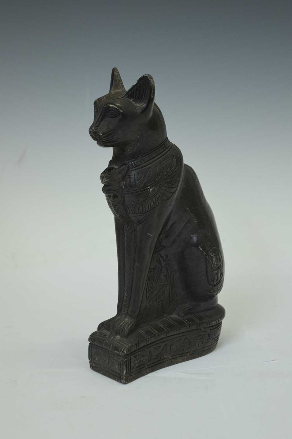 Lot 360 - Carved seated Egyptian cat god (Bastet) with
