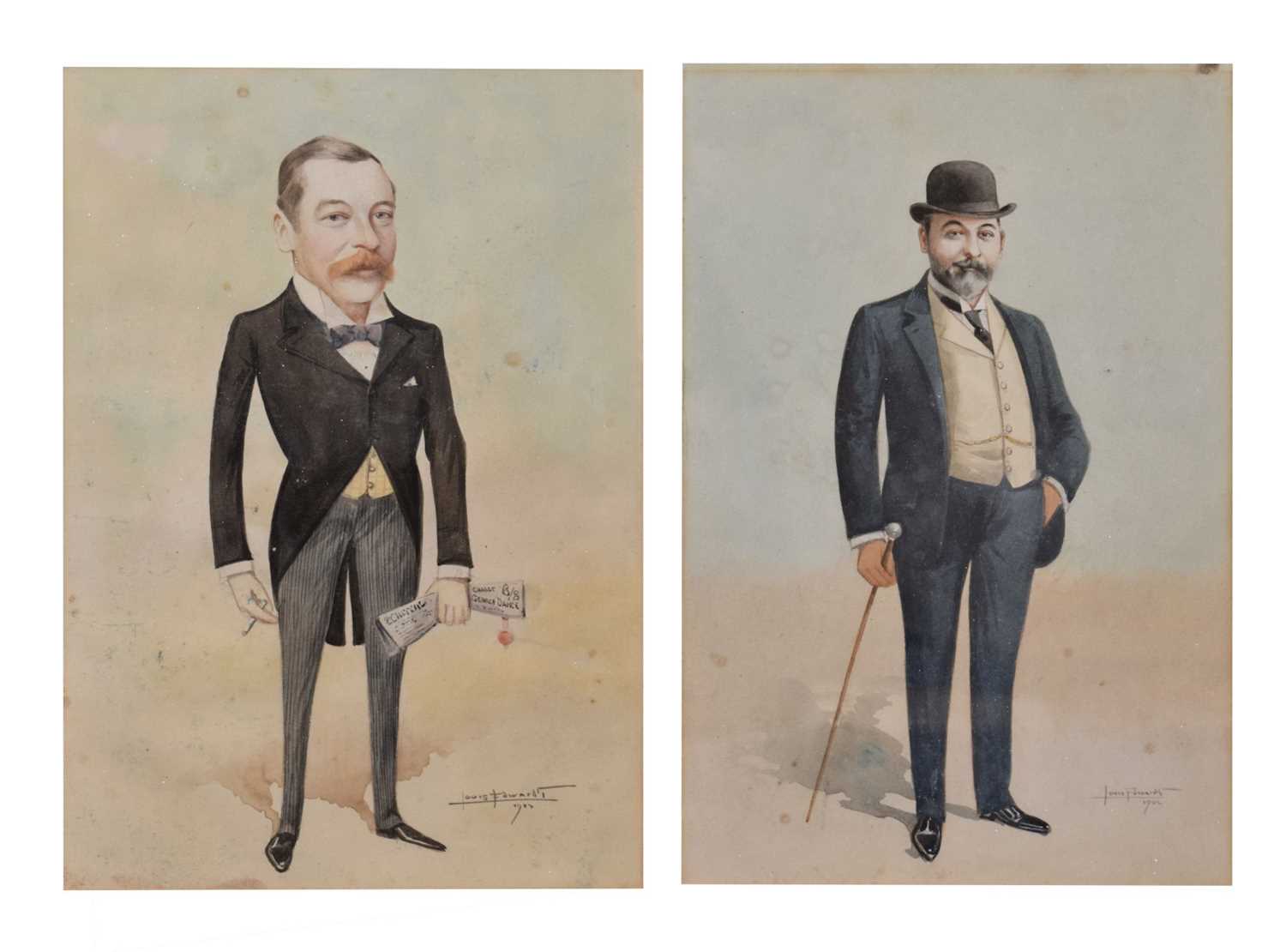 Lot 646 - Louis Edwards - Two watercolour portraits