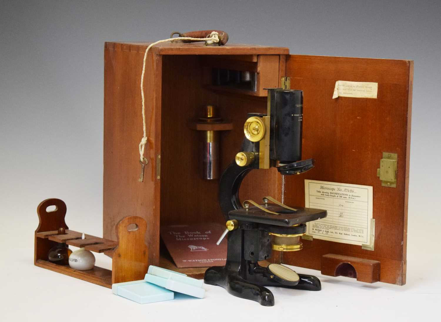 Lot 357 - W. Watson & Sons 'Service' cased microscope,