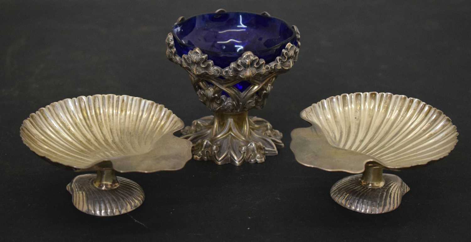 Lot 164 - Pair of Victorian Irish pedestal salt dishes,