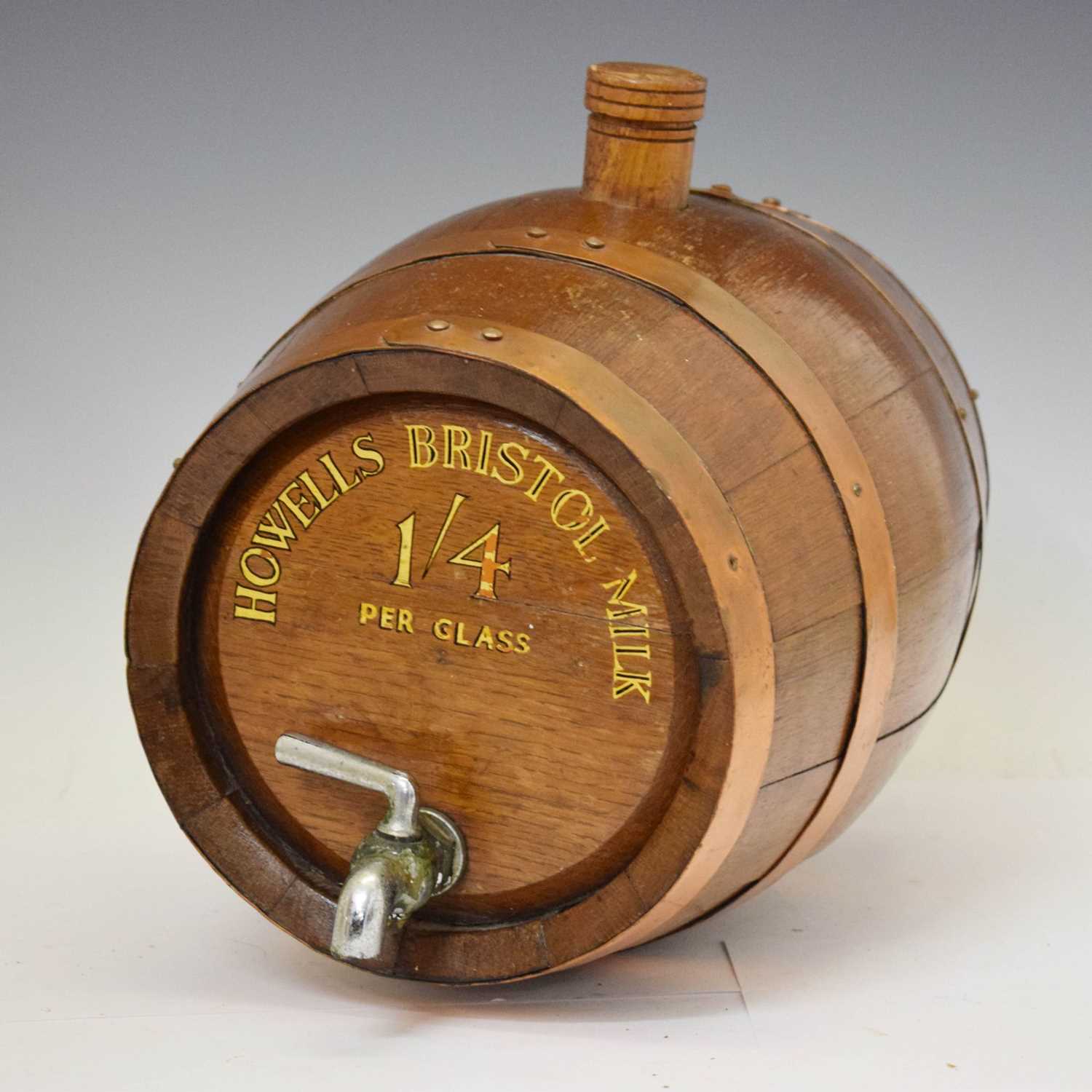 Lot 379 - Howell's Bristol Milk oak sherry barrel with