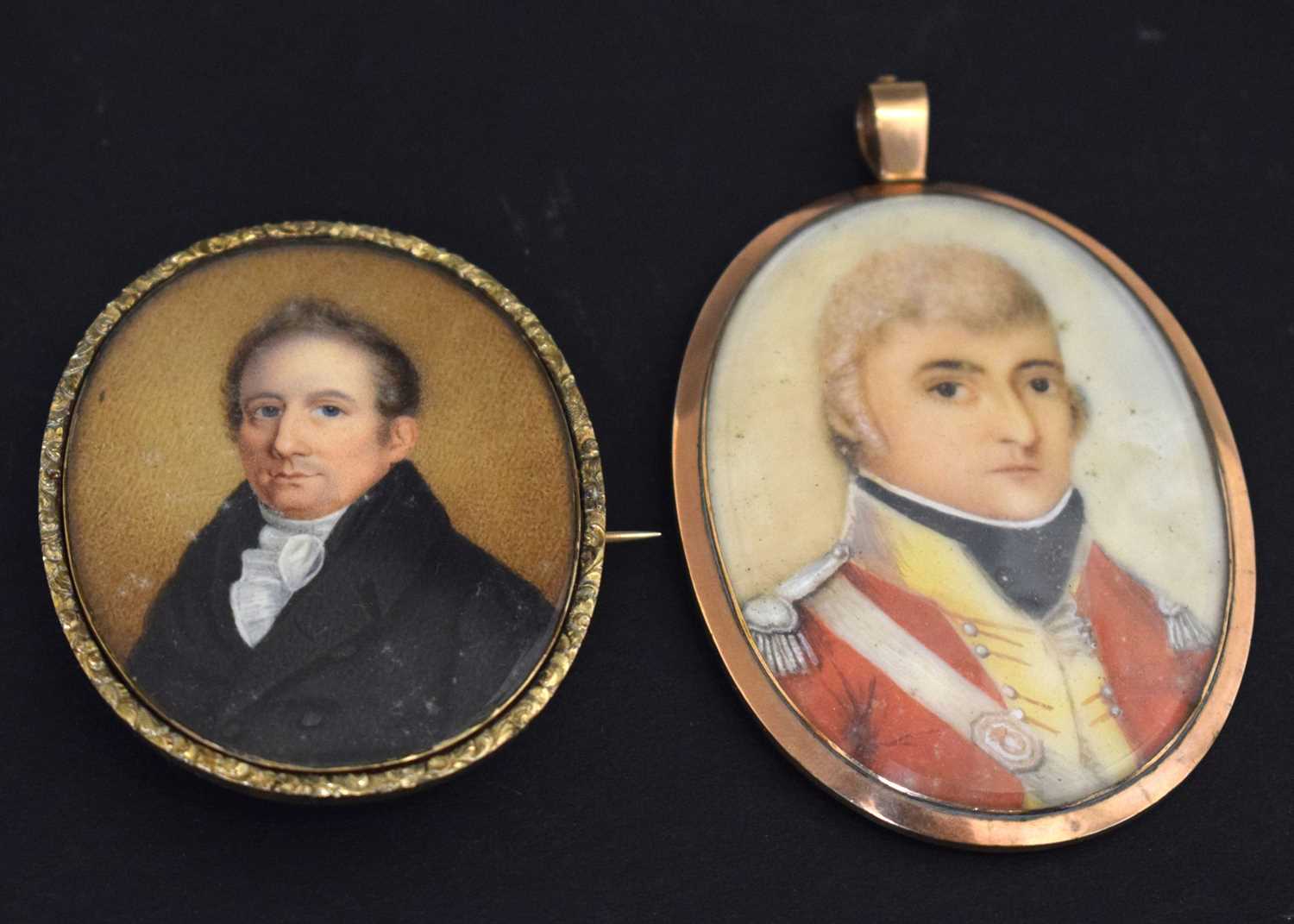Lot 652 - Two 19th century oval portrait miniatures on