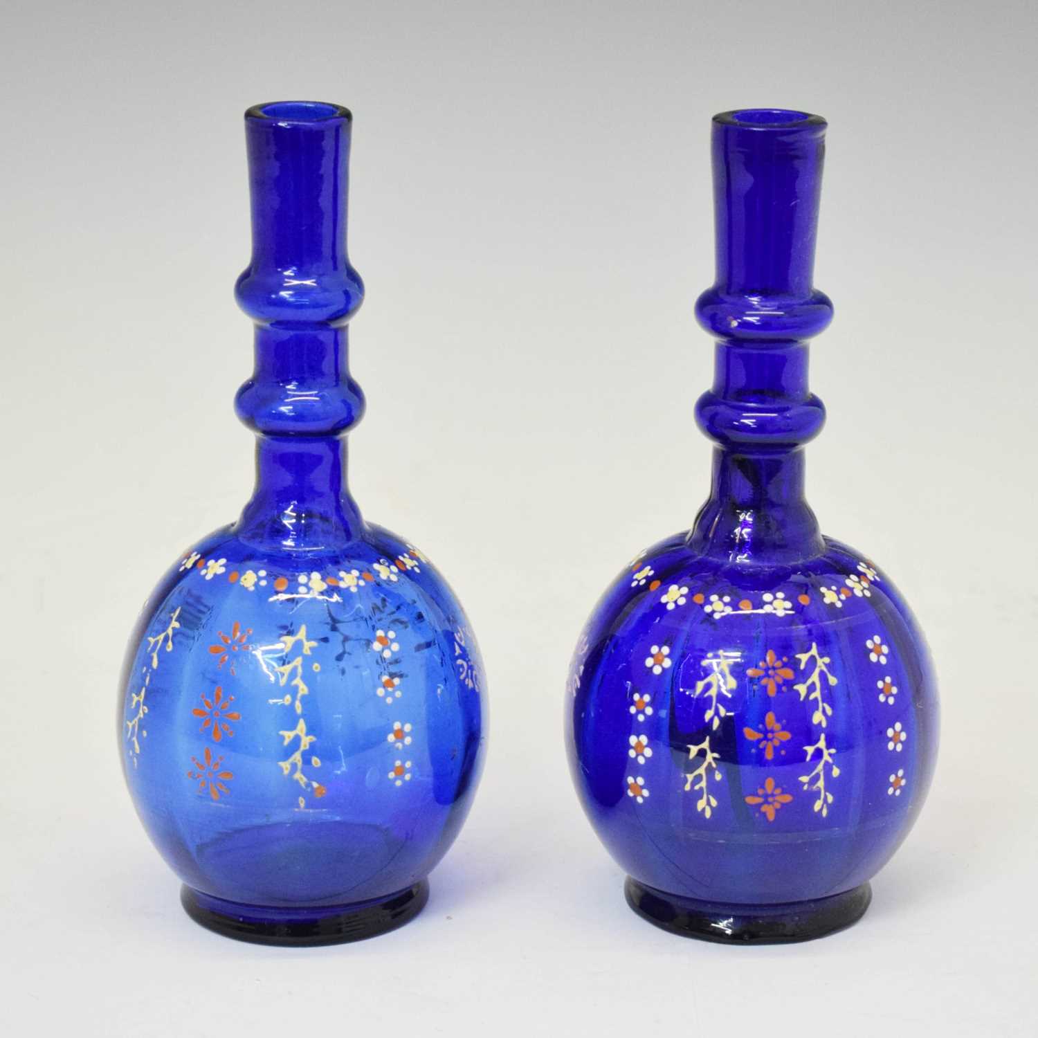 Lot 365 - Pair of Bohemian style cobalt blue glass