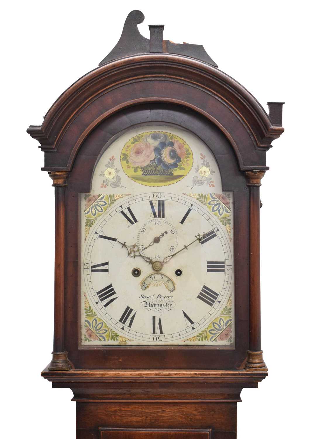 Lot 579 - Late George III oak and mahogany-cased 8-day
