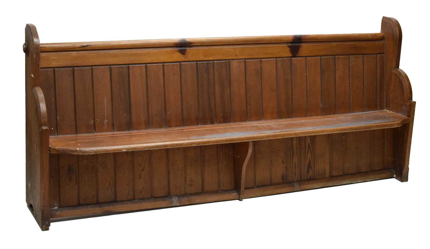 Lot 453 - Early 20th century pine church pew