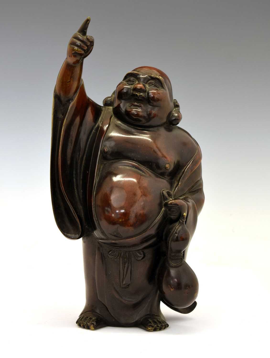 Lot 354 - Japanese cast bronze figure of Hotei