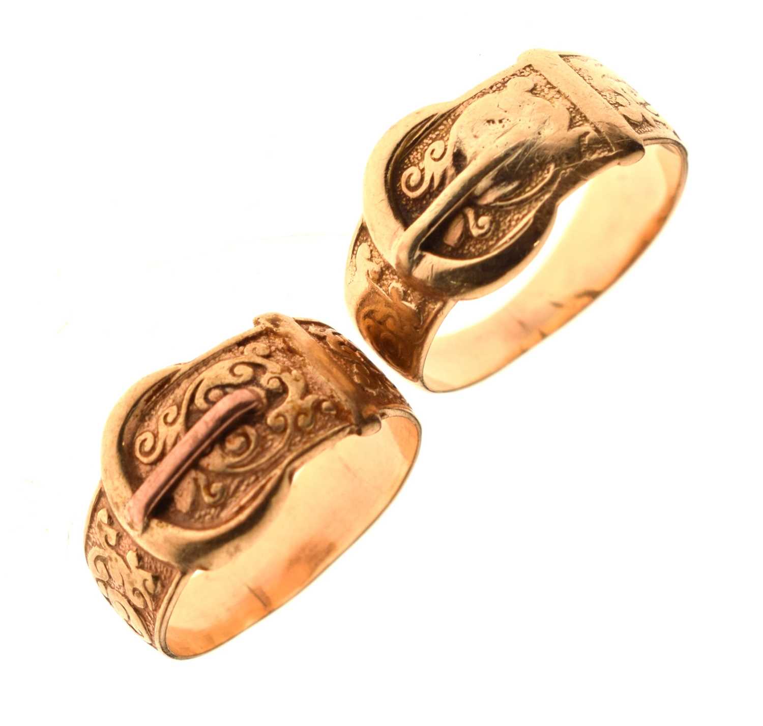 Lot 58 - Two 9ct gold buckle rings