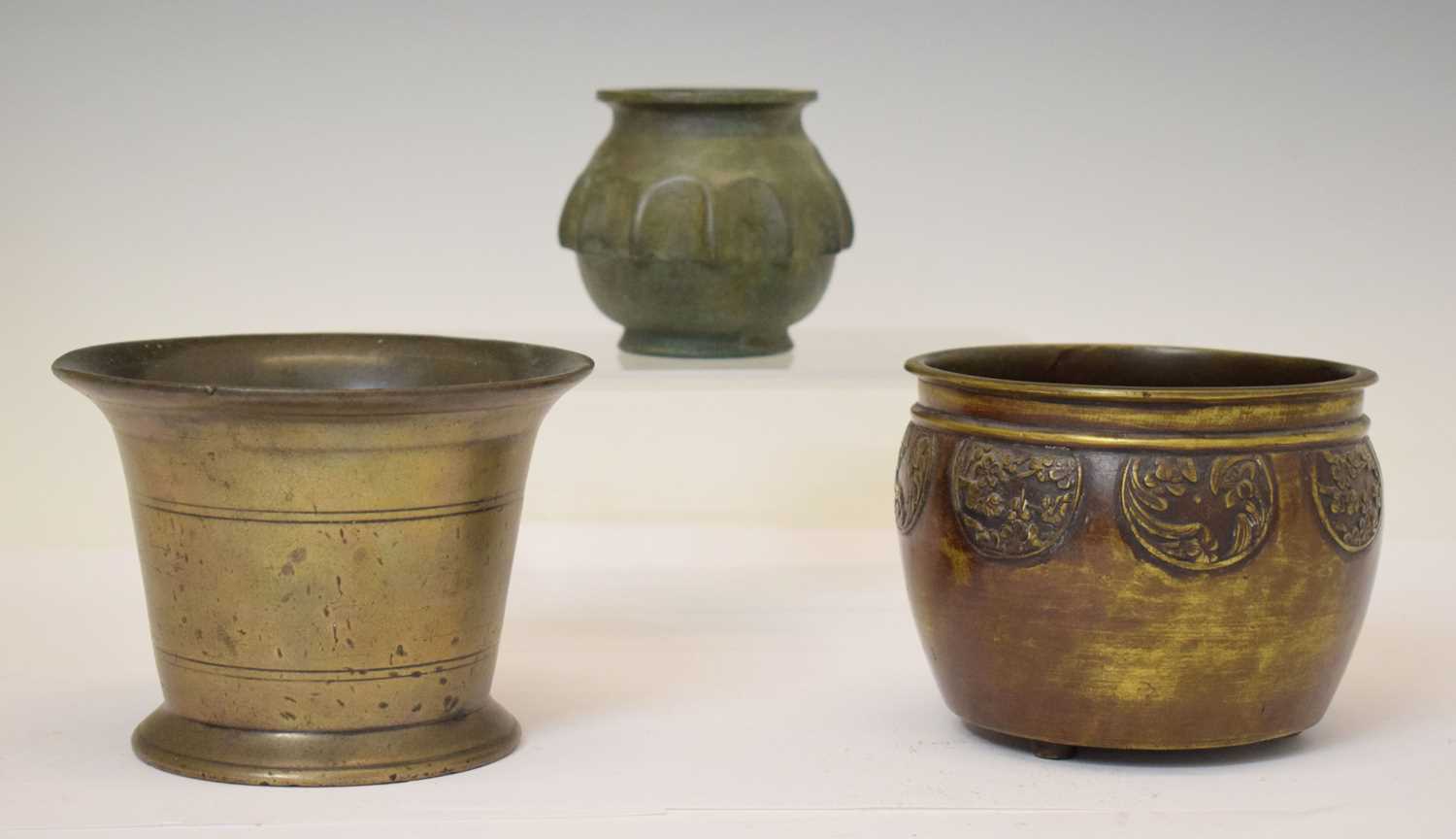 Lot 398 - Oriental bronze ovoid open vase