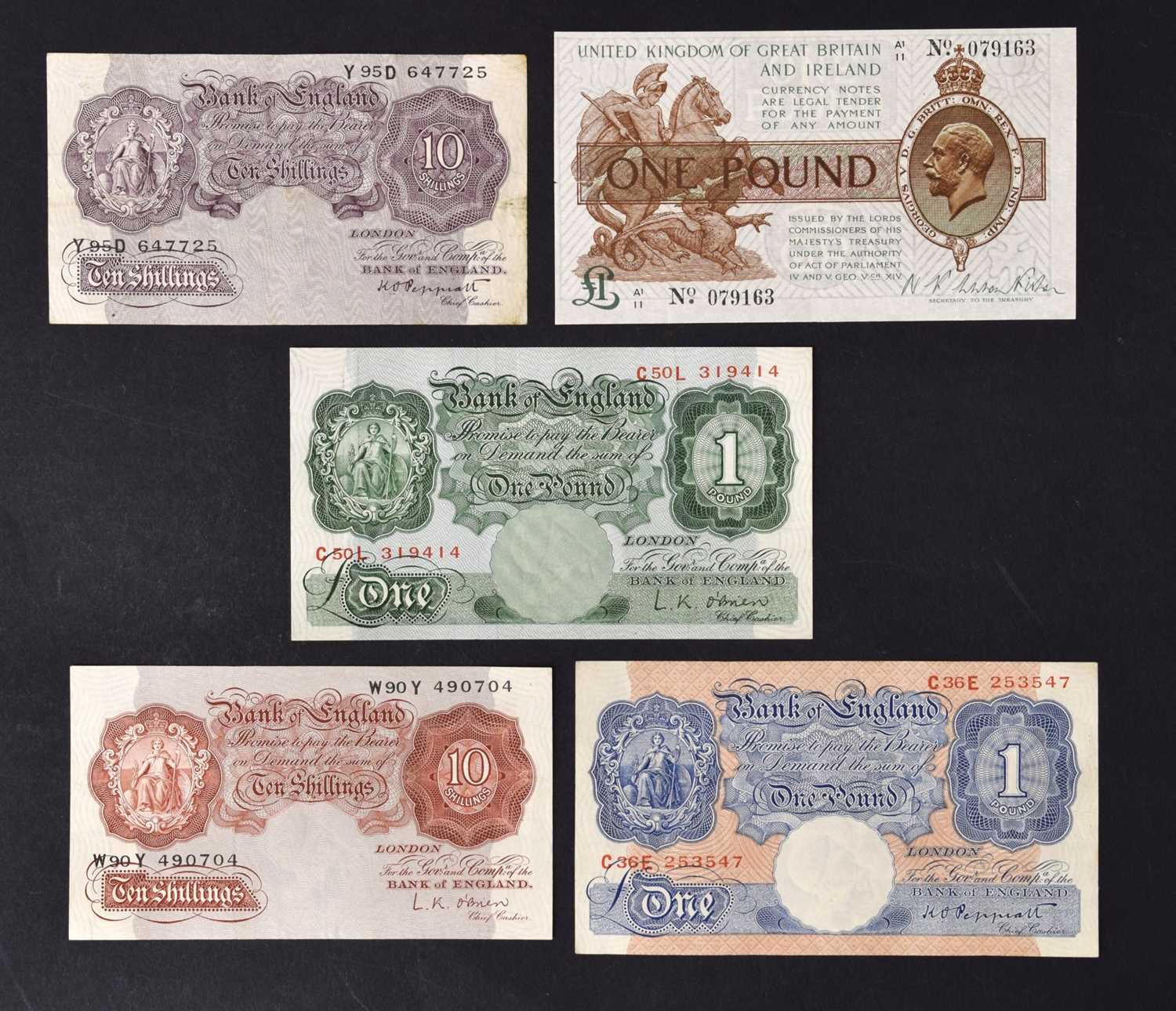 Lot 178 - George V £1 Treasury note and four Bank of