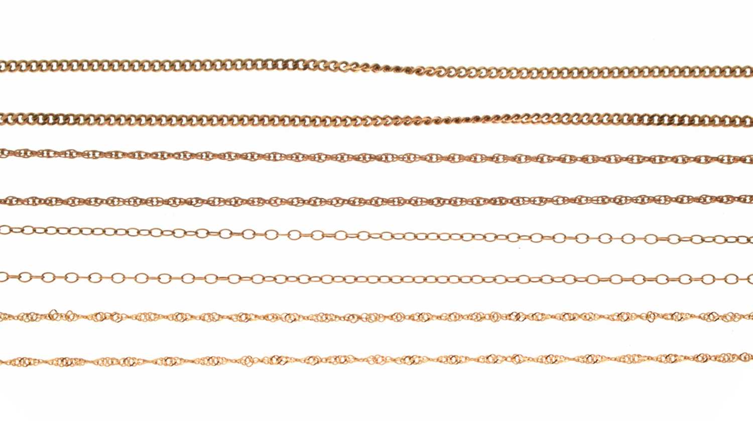 Lot 132 - Group of four 9ct fine chains