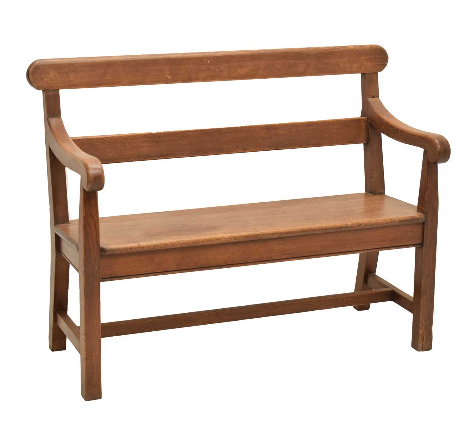 Lot 782 - Pine two-seater open back church pew