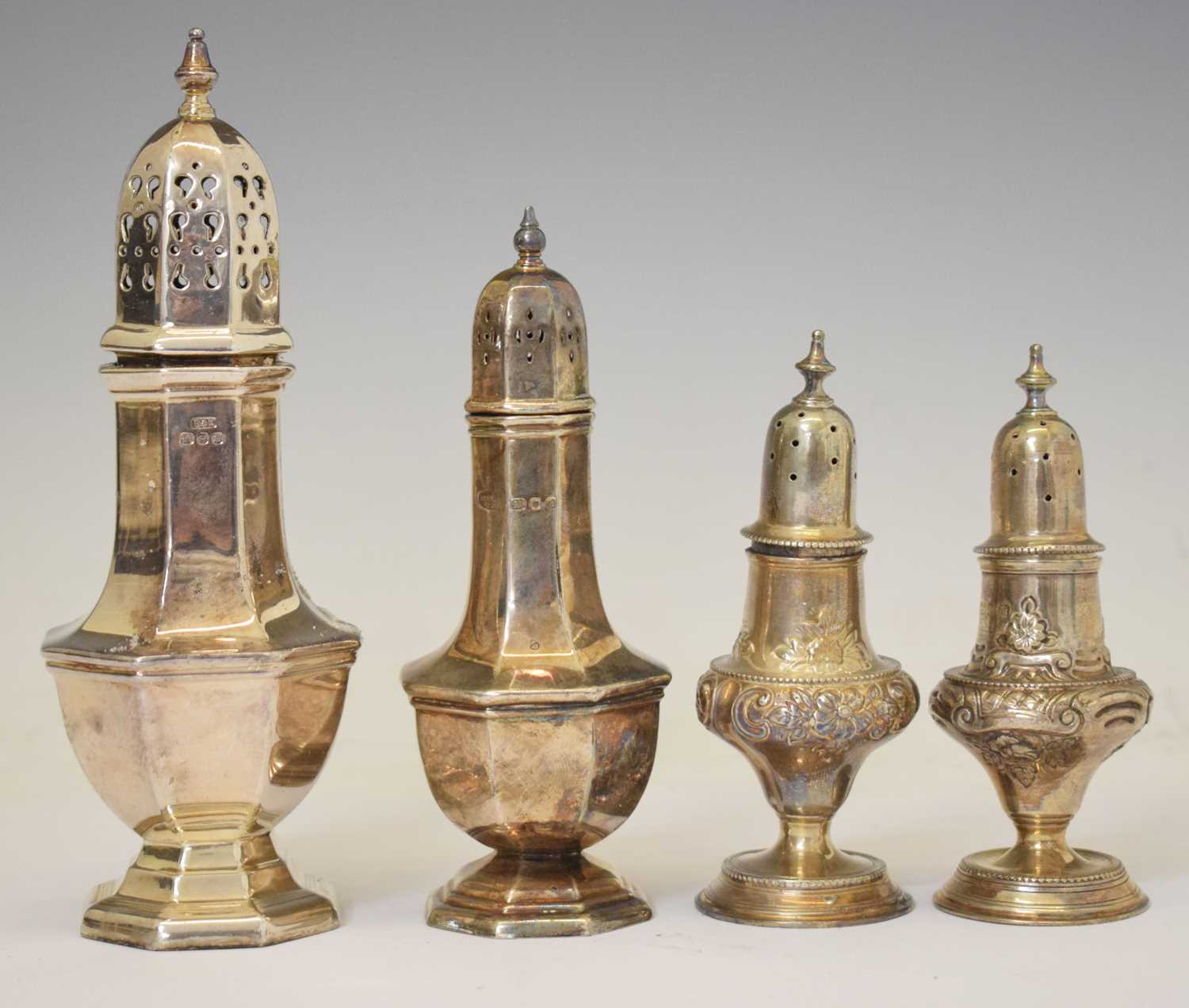 Lot 237 - Pair of of late Victorian silver pepperettes