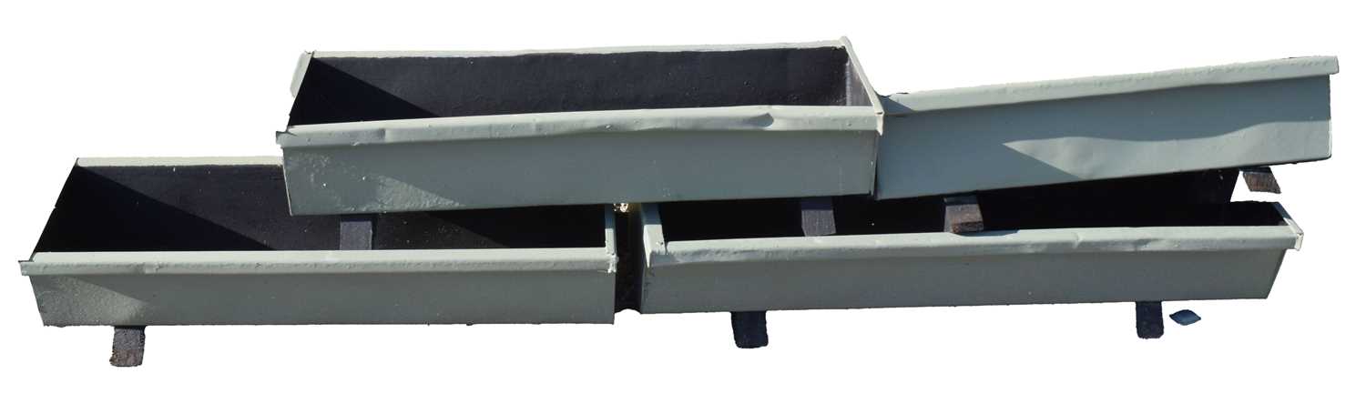 Lot 831 - Four green painted galvanised garden troughs